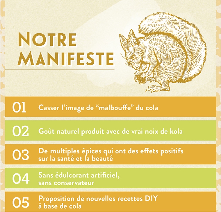 Cola tonifiant produit avec des noix de kola